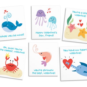 Printable Sea Animals Valentines Day Cutout for Kids - Cute Valentines ...