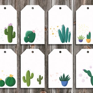 Cactus Printable Gift Tags - Fun Retro Illustration Treat Bag Tag Set ...