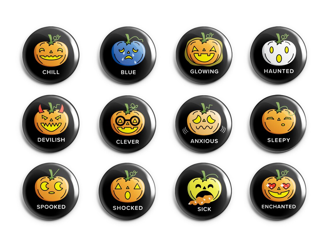 Pumpkin Emojis Magnet Set - 1 Inch Cute Halloween Magnets - How Are You ...