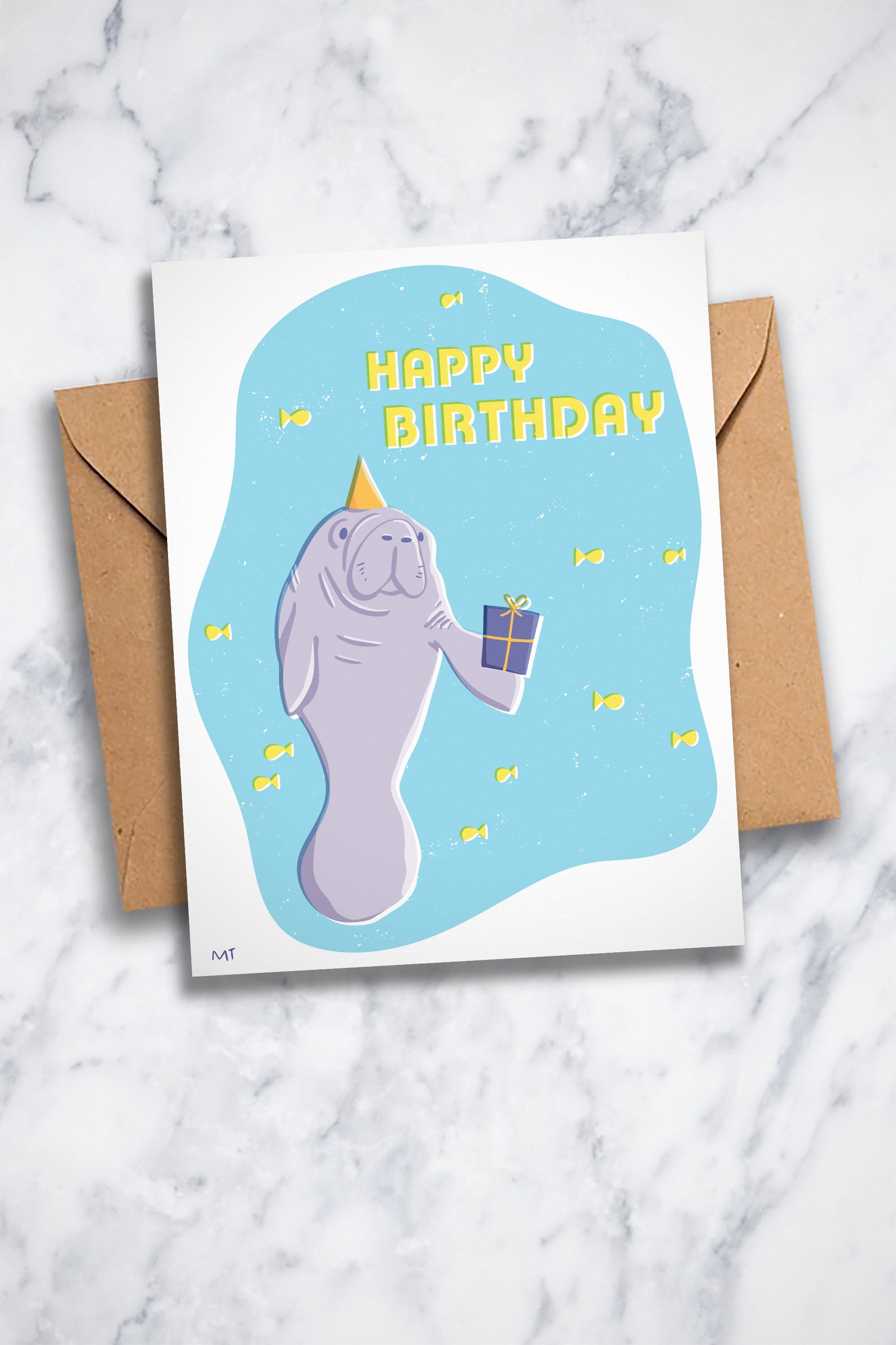 Manatee Birthday Card - Printable Happy Birthday Card - Cute Sea ...