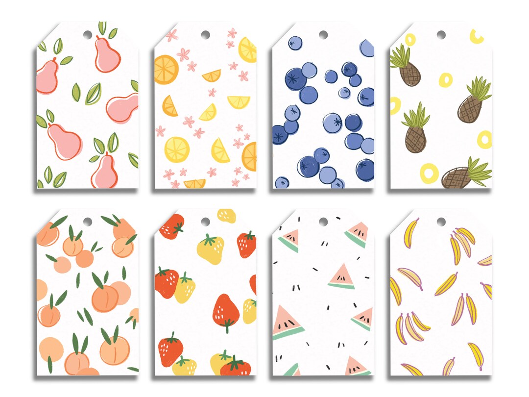 Retro Printable Gift Tags Fun Fruit Illustration Gift Tag - Etsy