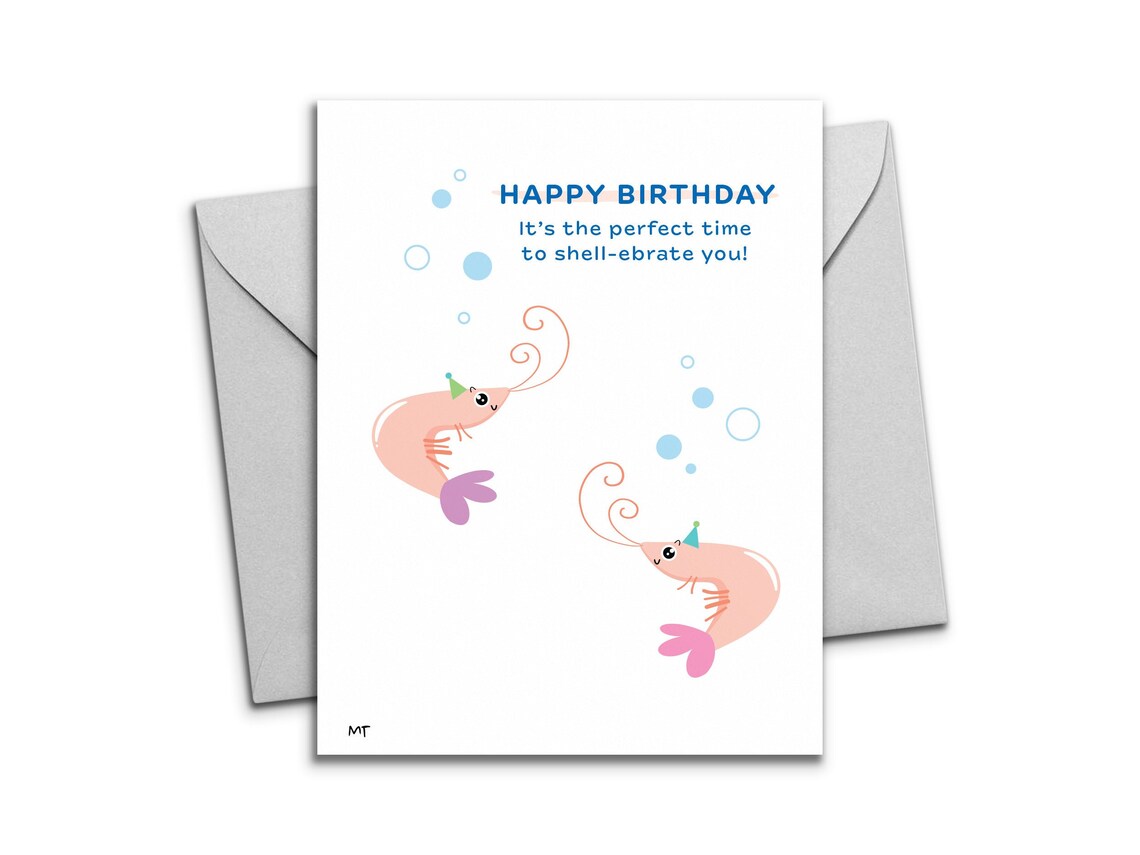 Shrimp Birthday Card Printable Cute Shrimp Pun Unique | Etsy