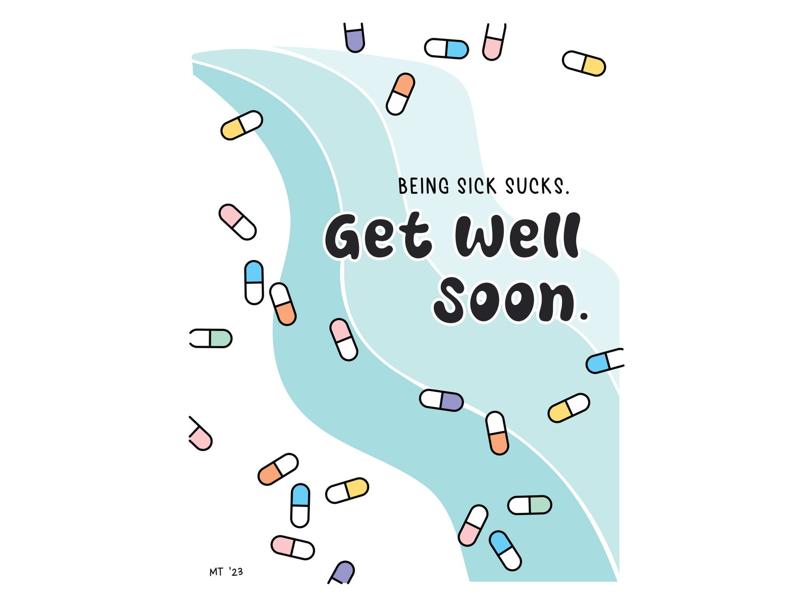 Printable Get Well Soon Card Cute Pills Simple Get Well Card - Etsy
