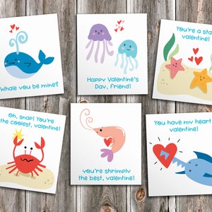 Printable Sea Animals Valentines Day Cutout for Kids - Cute Valentines ...