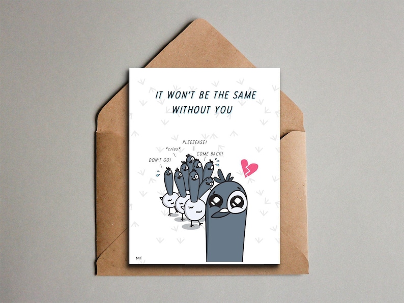 Sad Goodbye Card From All of Us Printable dirty Birds Pigeon Greeting ...