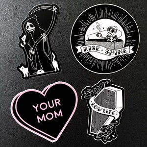 Grim Reaper Sticker Funny Skeleton Reaper With Cats Sticker - Etsy