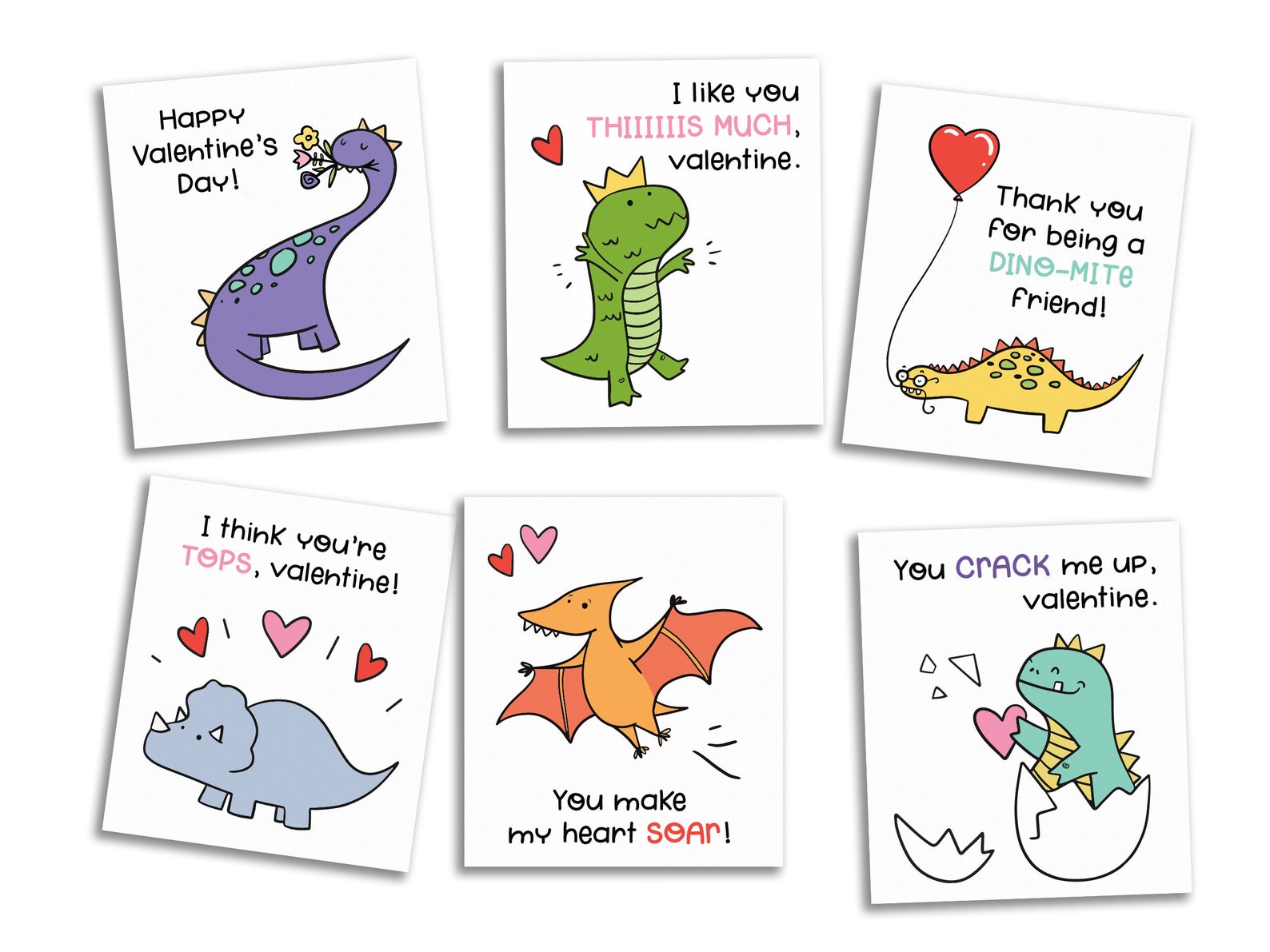 Printable Dinosaur Valentine's Day Cards for Kids School - Etsy
