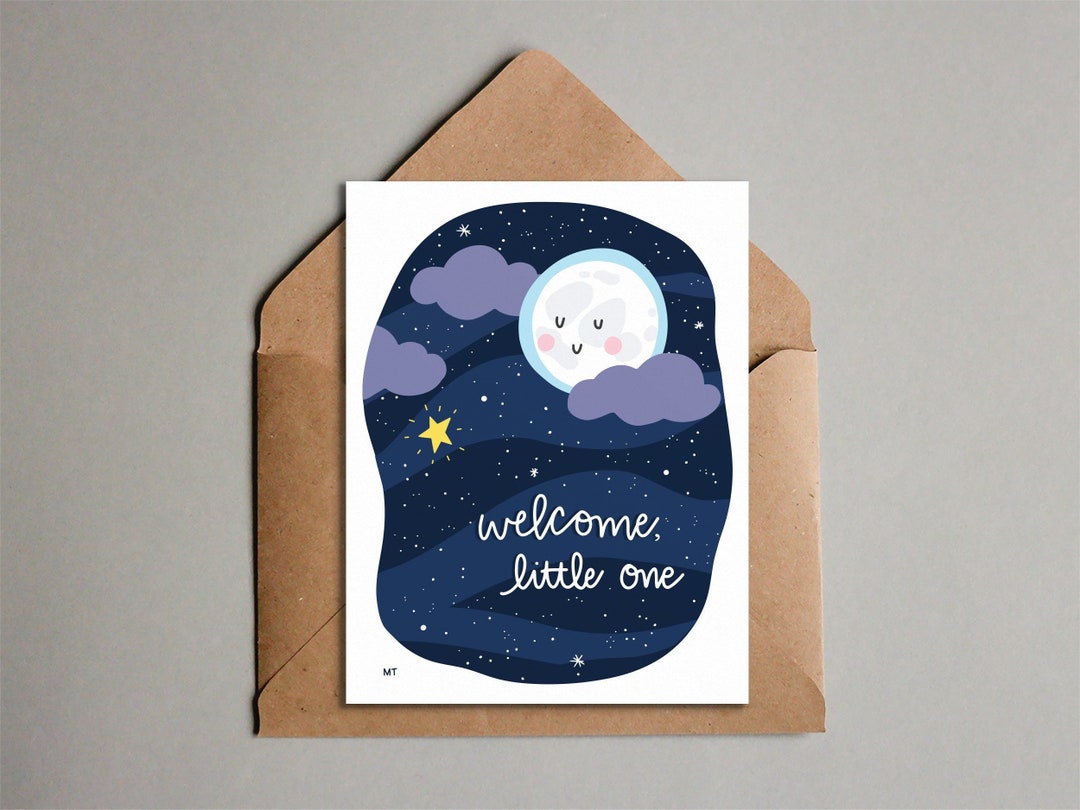 Congrats New Baby Card - Printable New Birth Greeting Card - Cute Moon ...