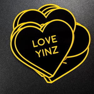 Pittsburgh Sticker or Magnet Love Yinz Heart - 3 Inch Weatherproof ...