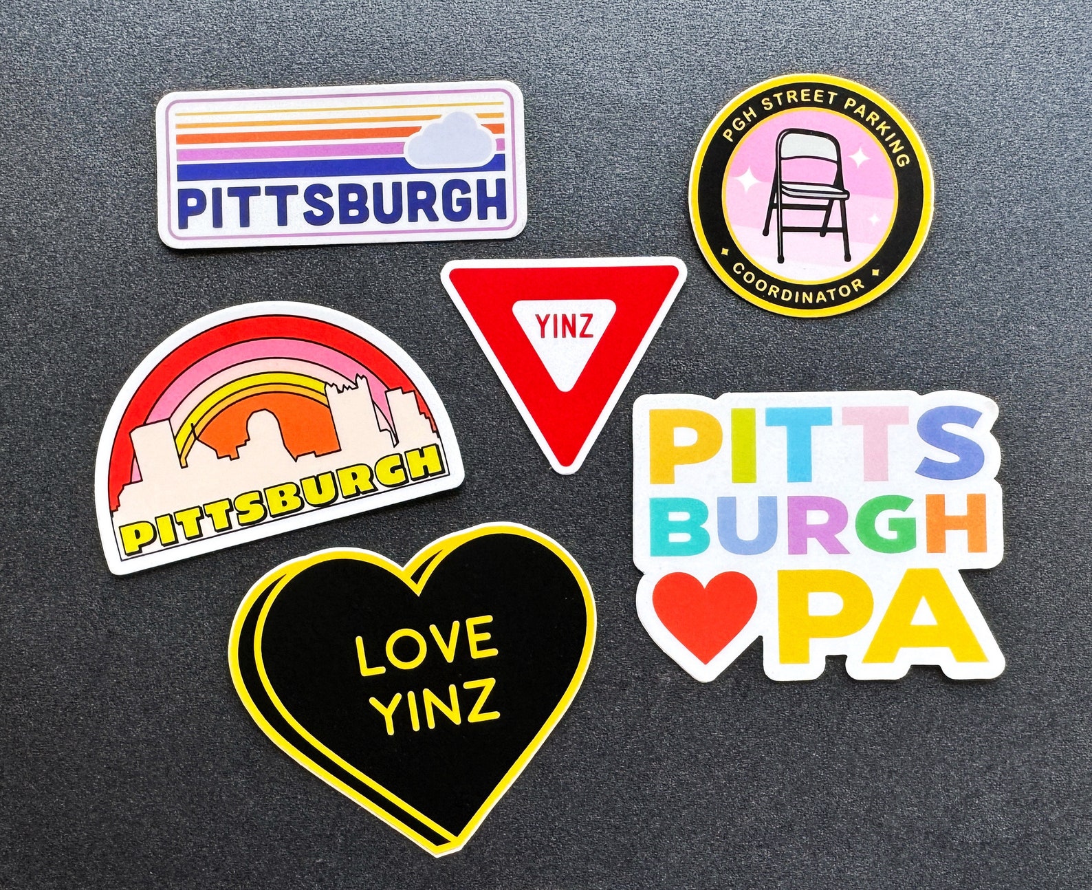 Retro Stripes Pittsburgh Sticker - Sunset Colors Cloudy Pittsburgh ...
