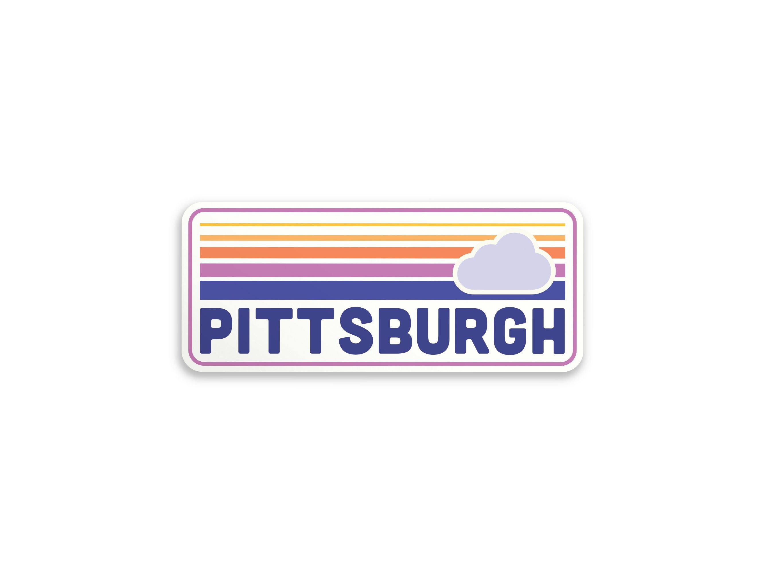 Retro Stripes Pittsburgh Sticker - Sunset Colors Cloudy Pittsburgh ...
