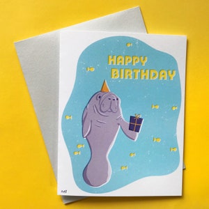 Manatee Birthday Card - Printable Happy Birthday Card - Cute Sea ...