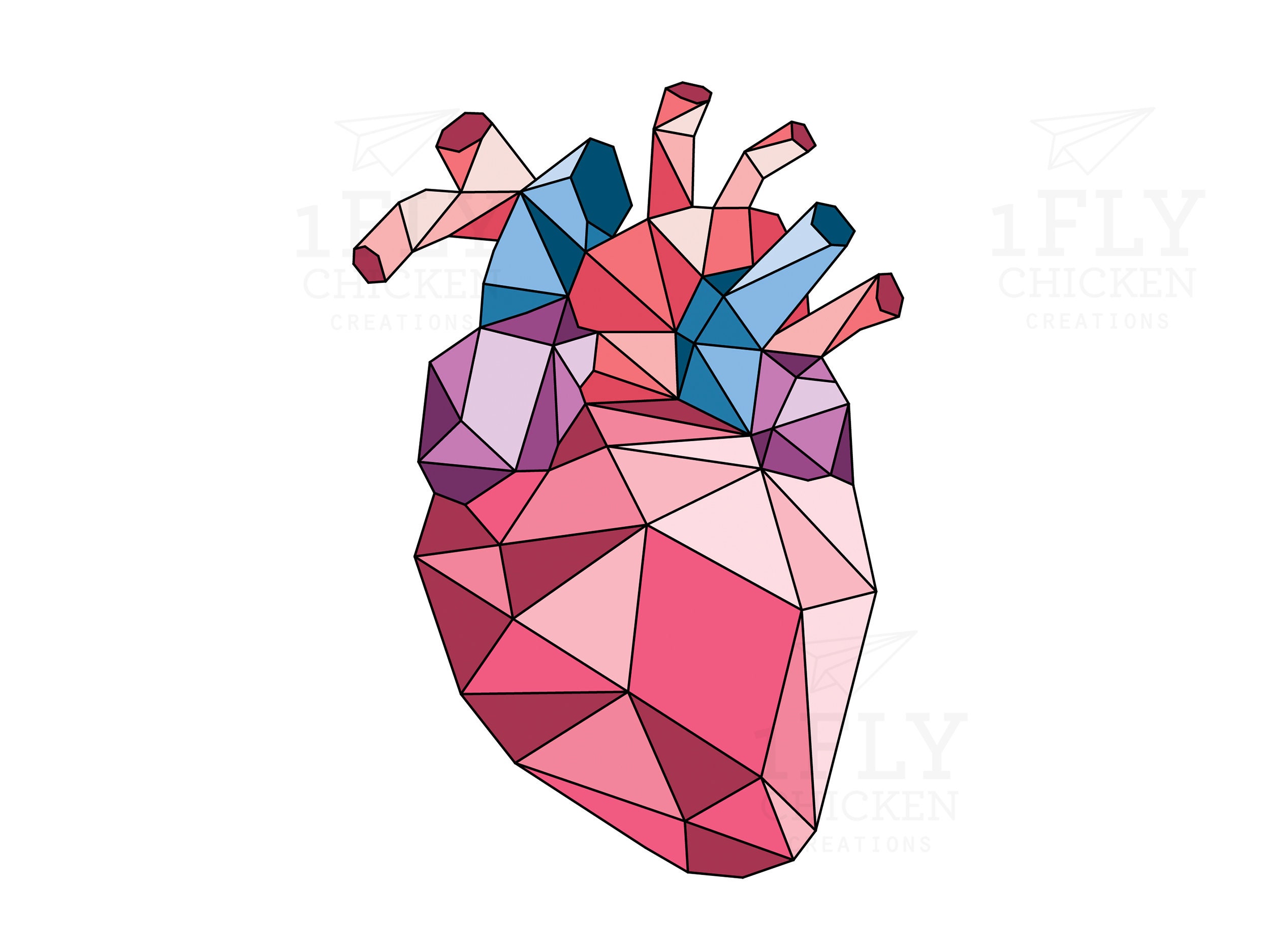 Anatomic Heart Print Unique Geometric Heart Design Giclée | Etsy