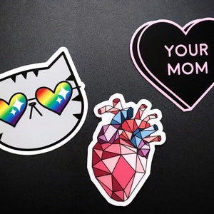 Your Mom Sticker - 3 Inch Vinyl Weatherproof Decal - Black Heart ...