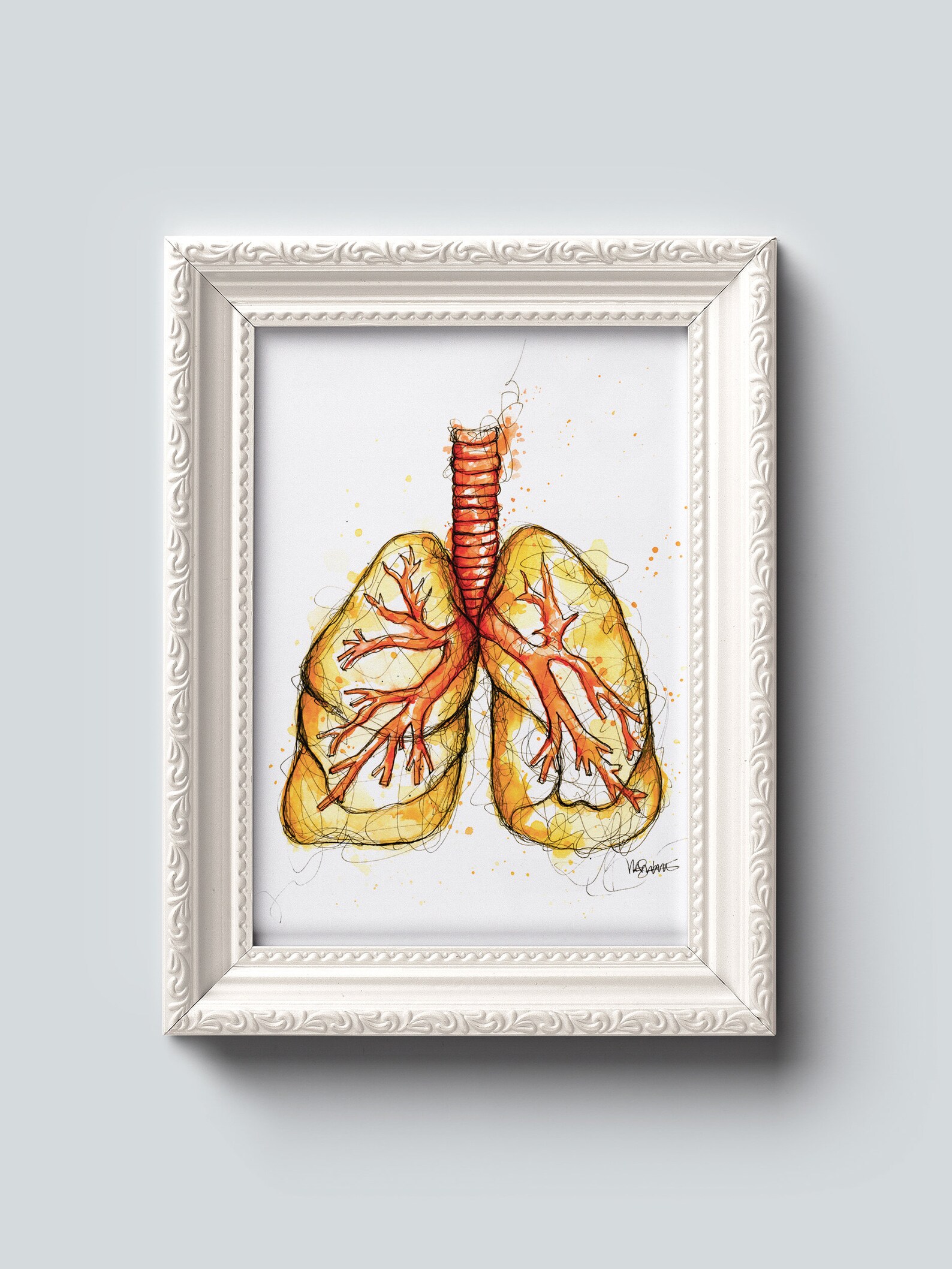 Lungs Painting - Watercolor + Ink Lungs - Giclée Art Print - Unique ...