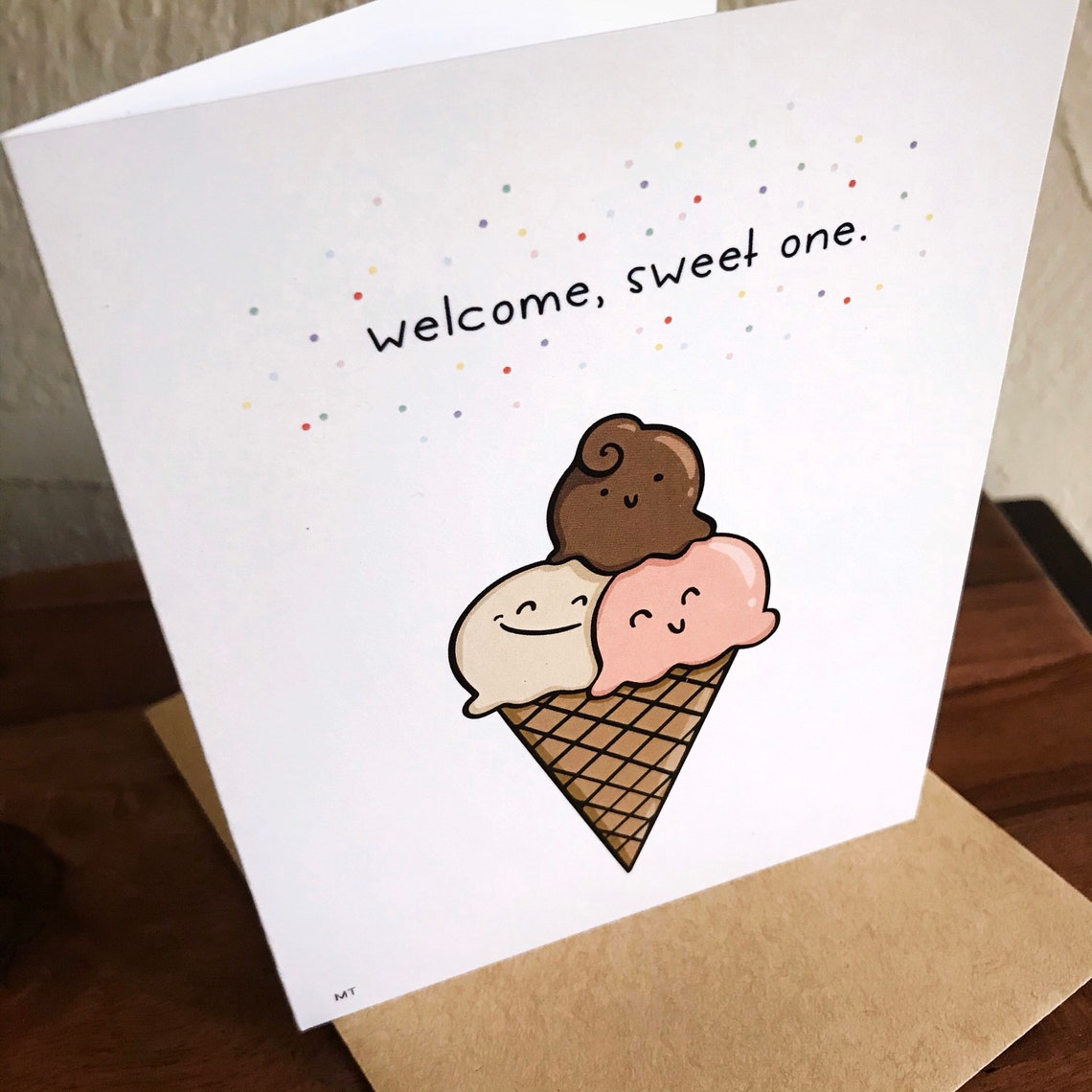 Printable New Baby Card Ice Cream Cone With Sprinkles Baby | Etsy