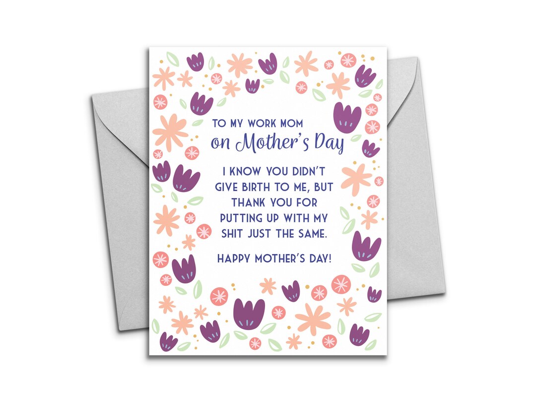 Mothers Day Card for Work Mom - Printable Card Thanks for Putting up ...