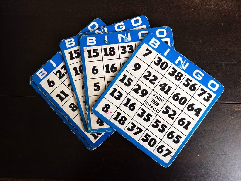 Vintage Bingo Cards Original Blue Bingo Hall Boards for | Etsy