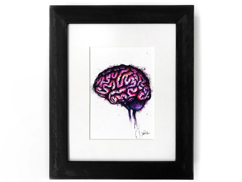 Brain Painting - Unique Anatomy Art Print - Watercolor and Ink Painting ...