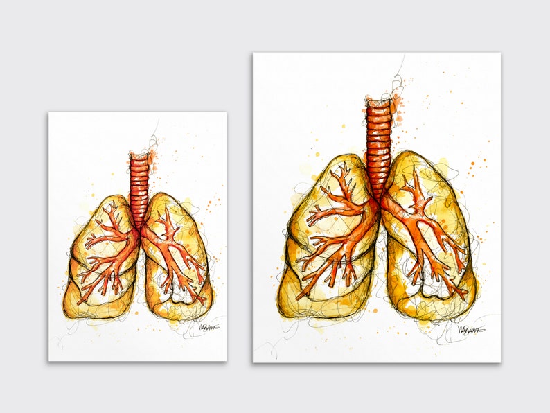 Lungs Painting - Watercolor + Ink Lungs - Giclée Art Print - Unique ...