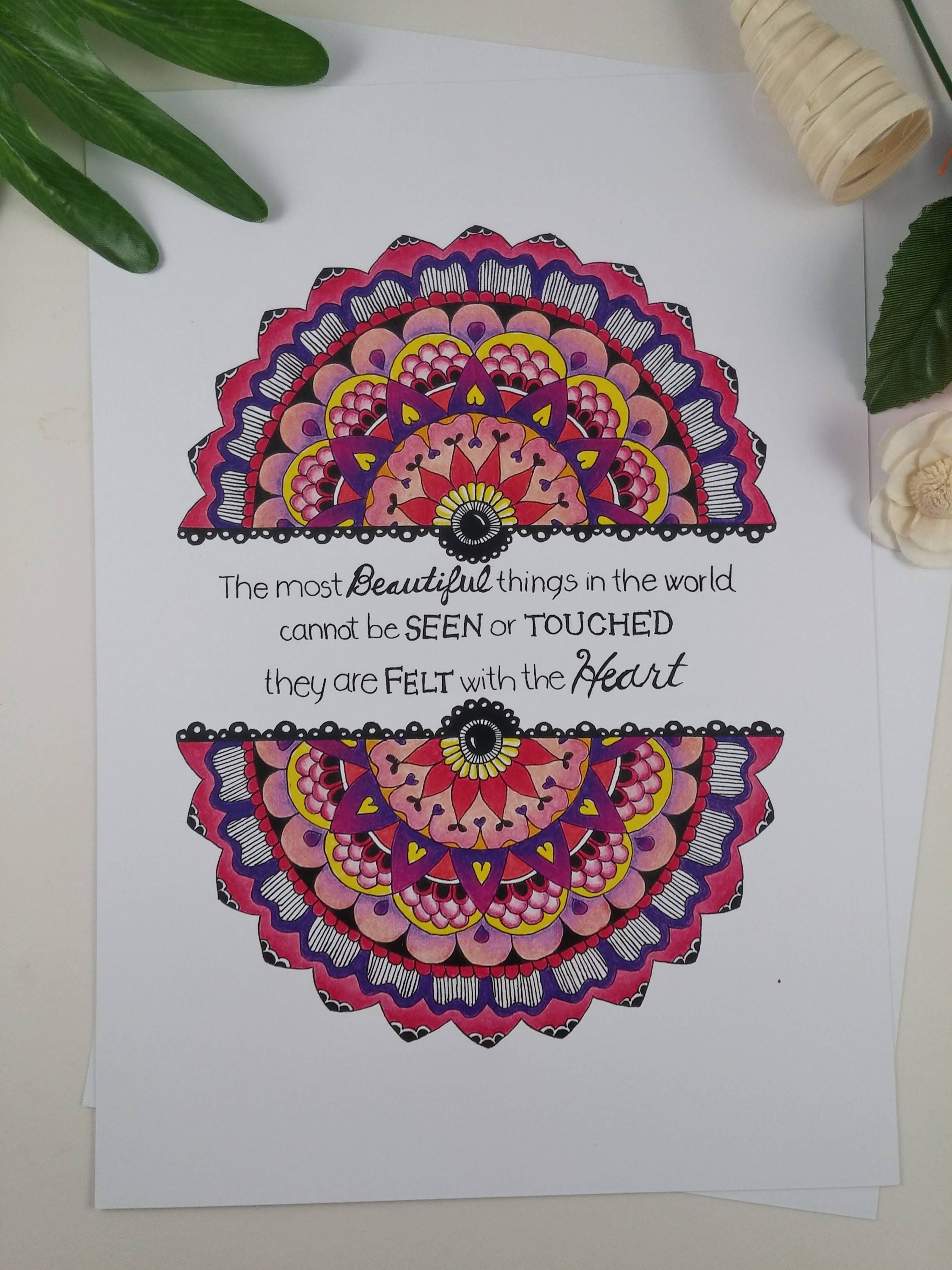 A4 Mandala Print With Positive Quote. Digital Art From Original Drawing ...