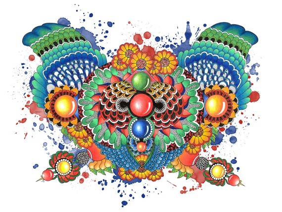 Fantasy Zentangle Warrior Owl Colouring Page. Downloadable - Etsy