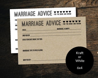 Printed: Wedding Advice Cards / Marriage Advice Cards | Etsy