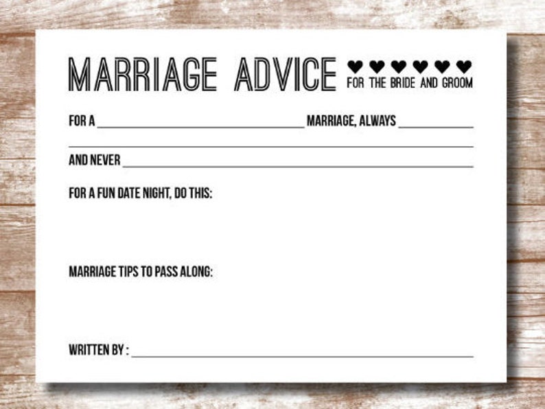 Printed Wedding Advice Cards - Etsy