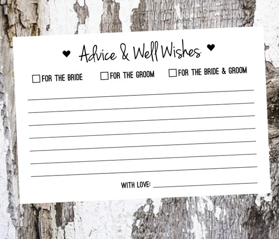 Advice for the Bride and Groom / Packs of 25 | Etsy