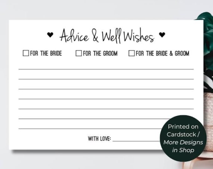 Advice for the Bride Cards in Various Colours Share Well Wishes With ...