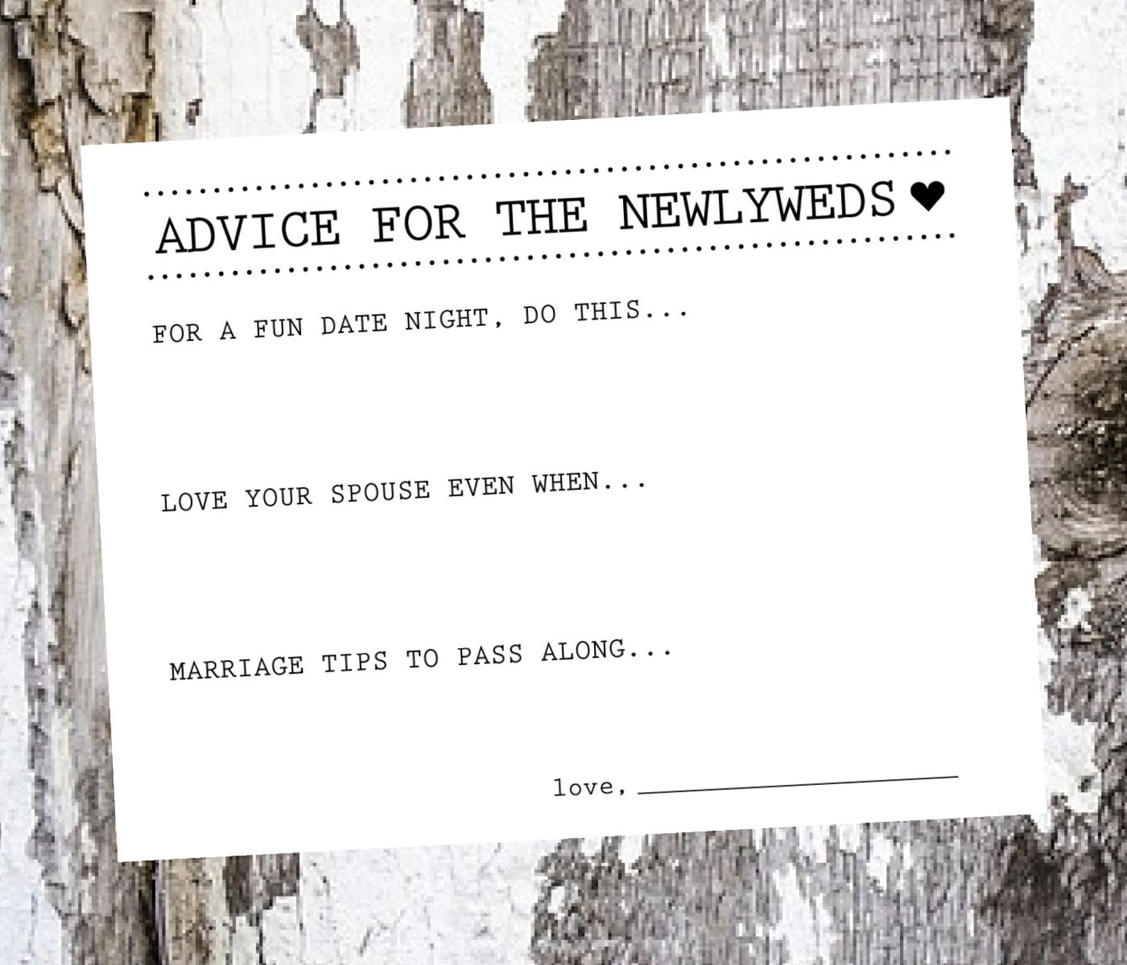 Printed: Wedding Advice Cards / Marriage Advice Cards - Etsy