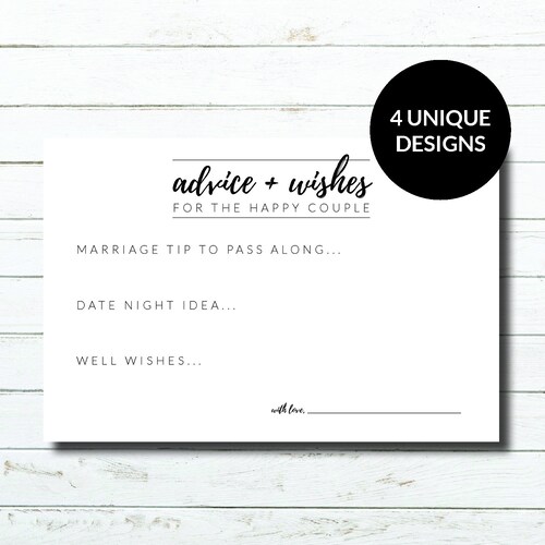 Printed: Wedding Advice Cards / Marriage Advice Cards - Etsy