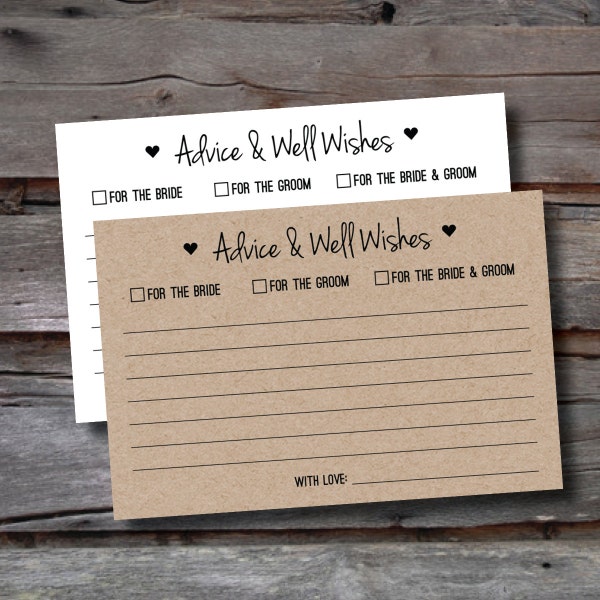 Bride and Groom Advice Cards - Etsy