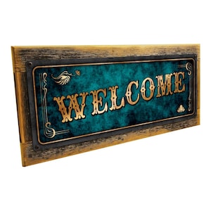 Blue Welcome Metal Sign; Wall Decor for Home and Office - Etsy