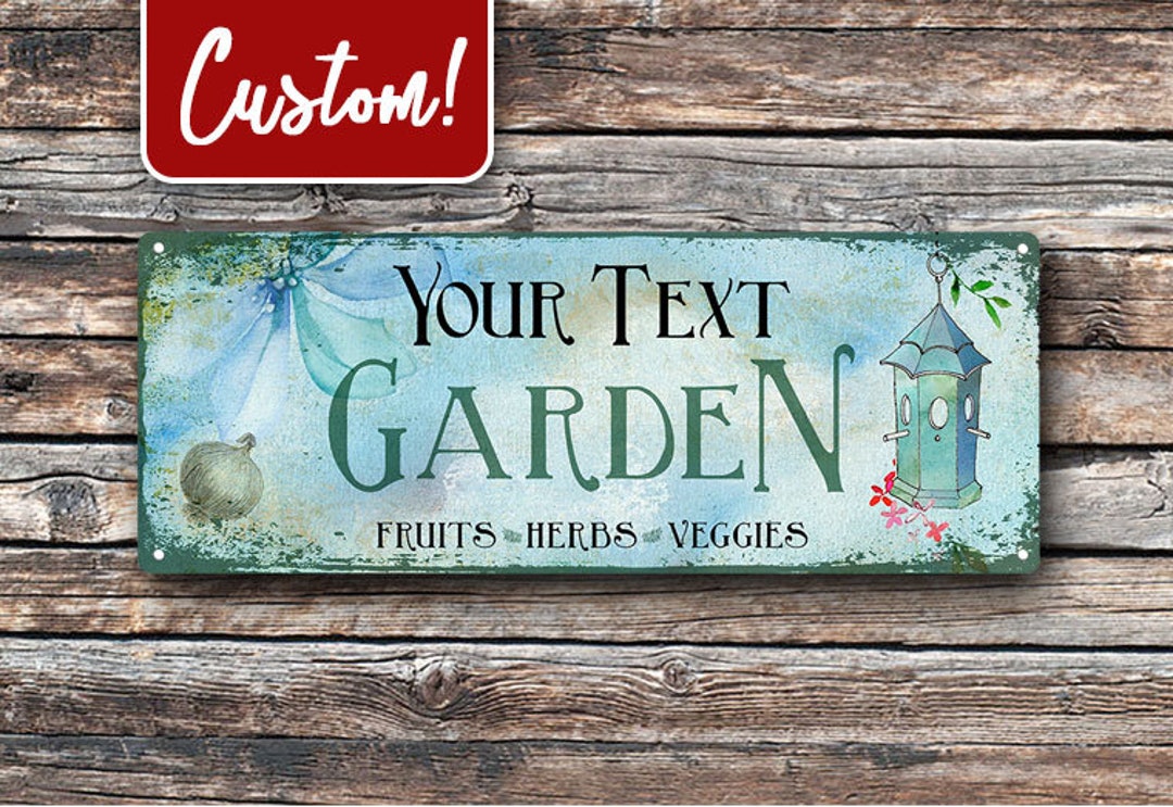 CUSTOM Garden Metal Sign Vintage Retro Personalized Gift - Etsy