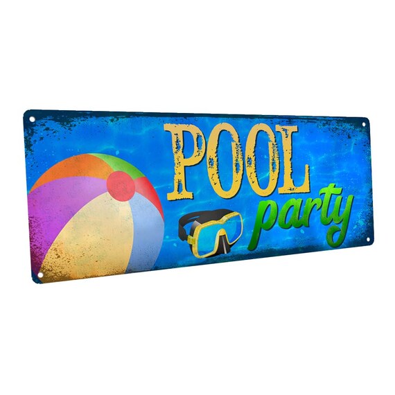 Pool Party Blue Water Metal Sign Wall Decor for Porch Patio | Etsy