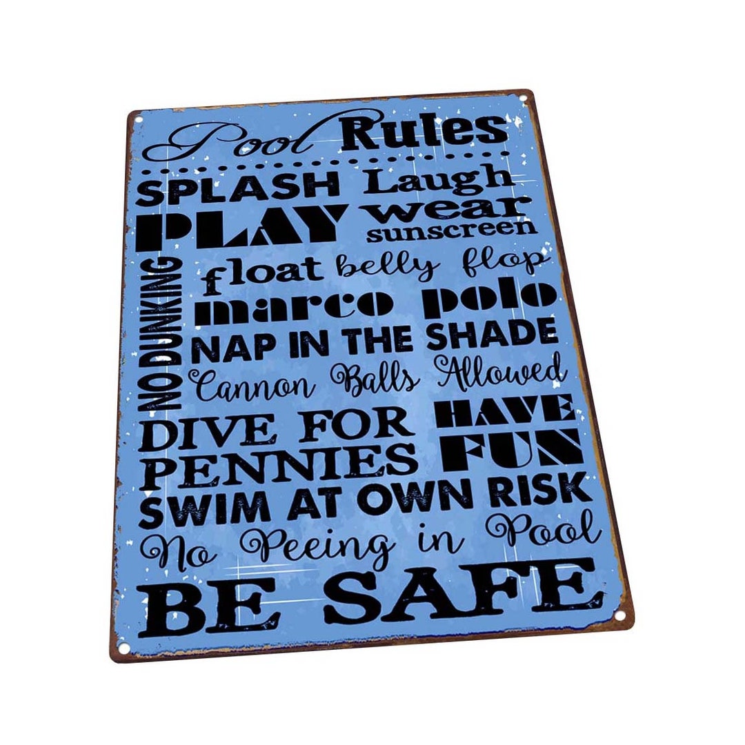 Blue Pool Rules Metal Sign; Wall Decor for Porch, Patio, or Deck - Etsy