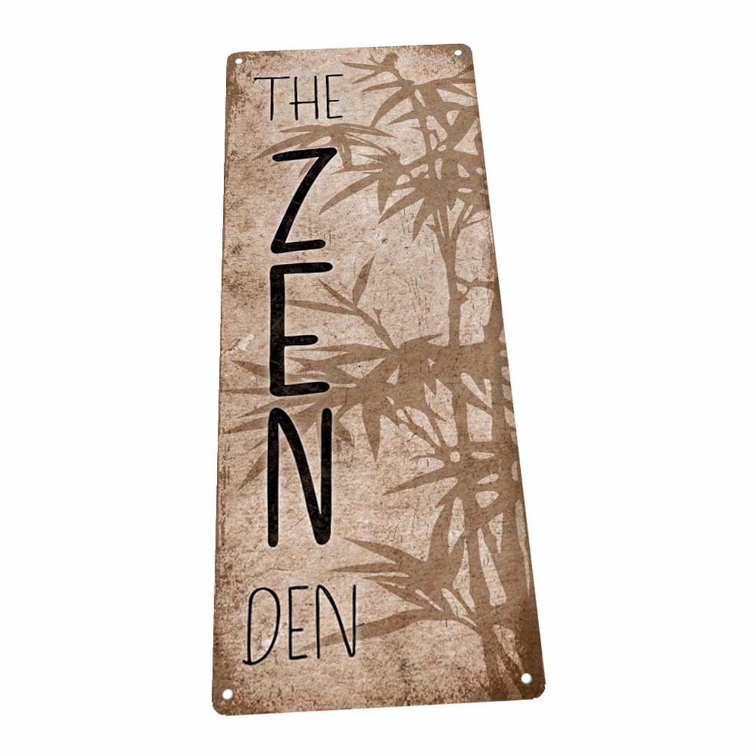 The Zen Den Bamboo Metal Sign; Wall Decor for Office, Yoga or ...