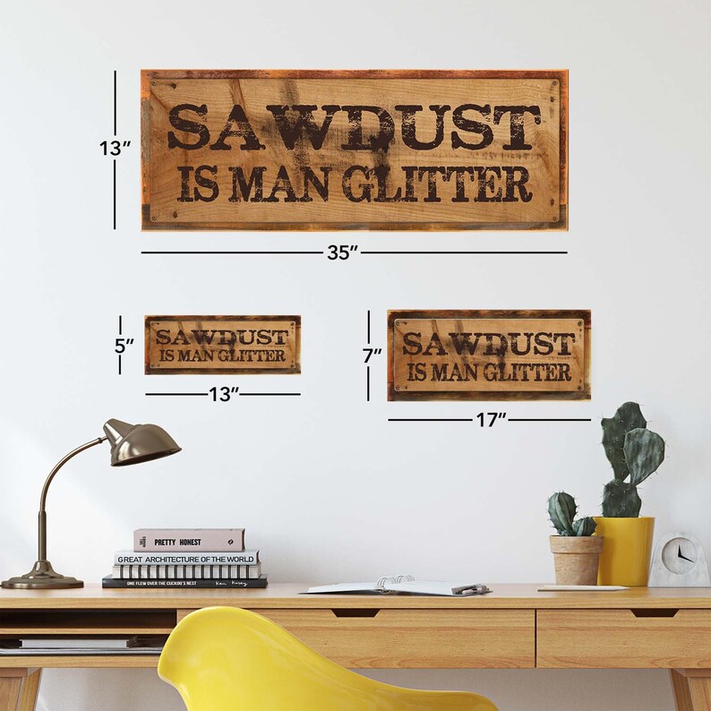 Sawdust is Man Glitter Metal Sign Wall Decor for Mancave - Etsy