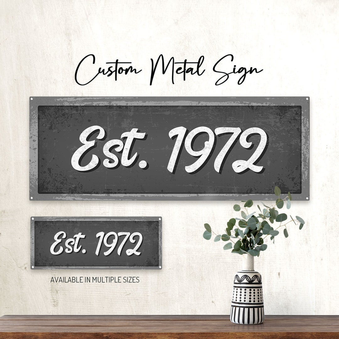 CUSTOM Retro Established Year Metal Sign; Wall Decor for Home and ...