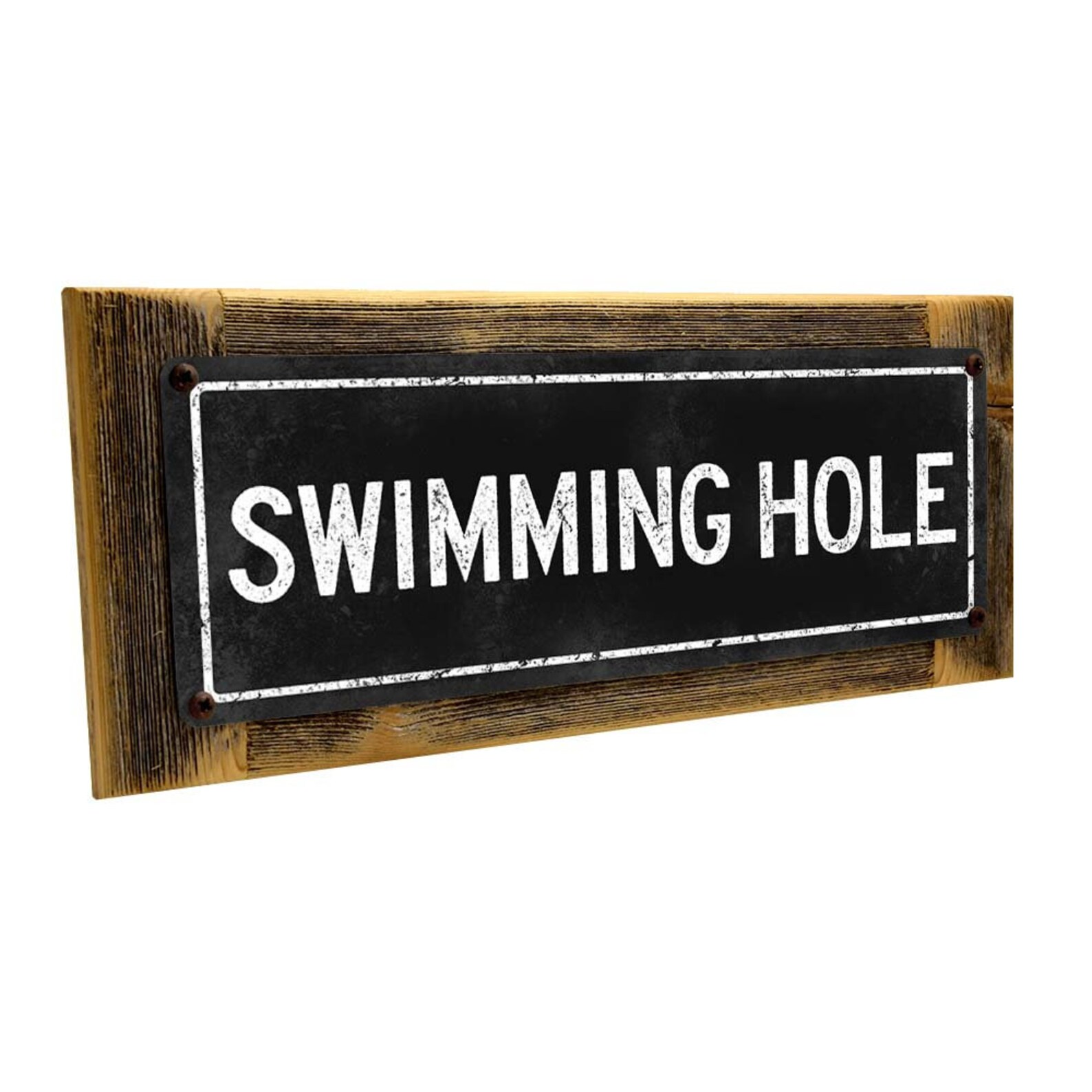 Black Swimming Hole Metal Sign; Wall Decor for Porch, Patio, and Deck ...