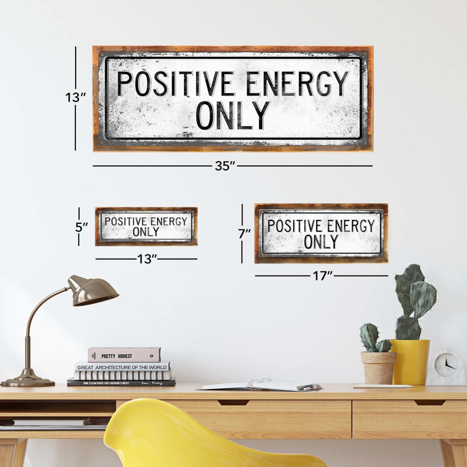Retro Positive Energy Only Metal Sign; Wall Decor for Studio and Office ...