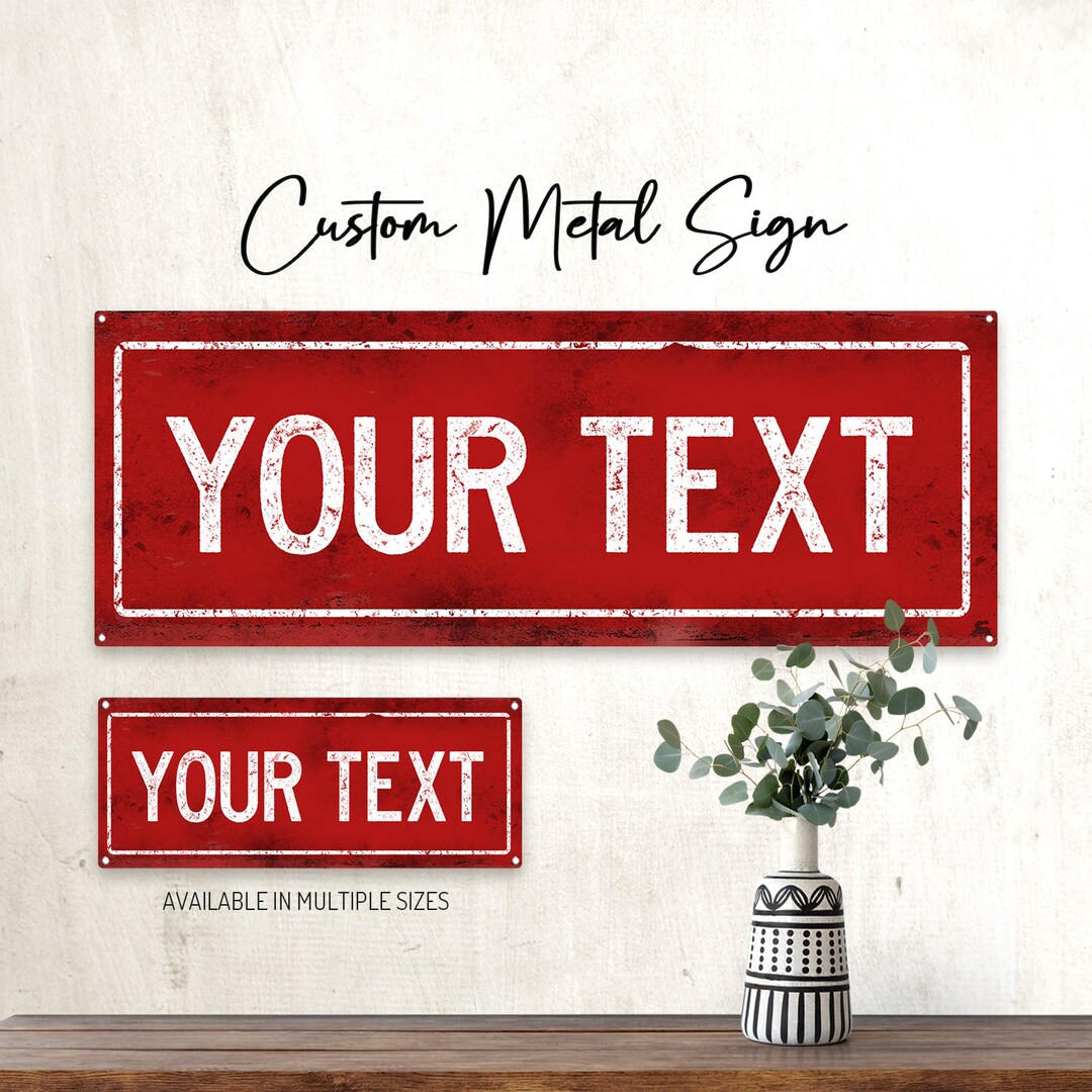 CUSTOM Red and White Metal Street Sign Vintage Retro - Etsy