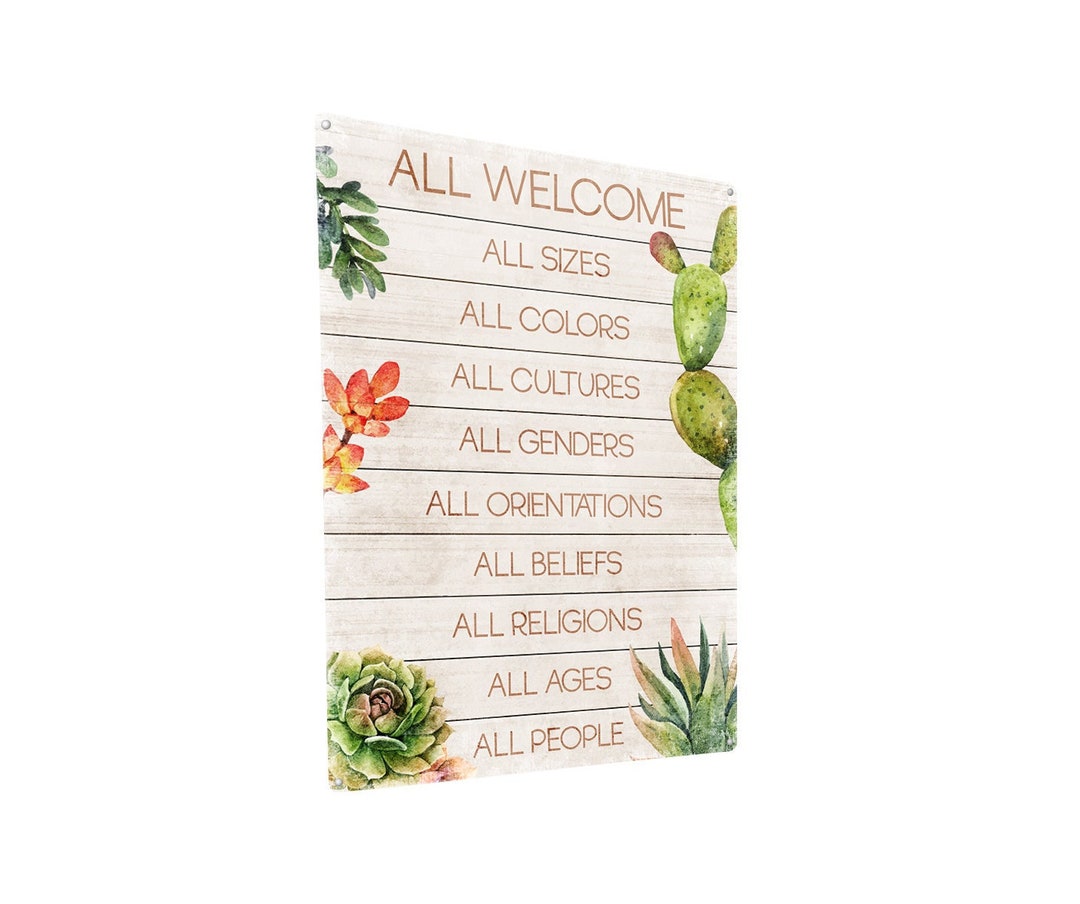 All Welcome Cactus Succulents Boho Metal Sign, Wall Decor for Home or ...