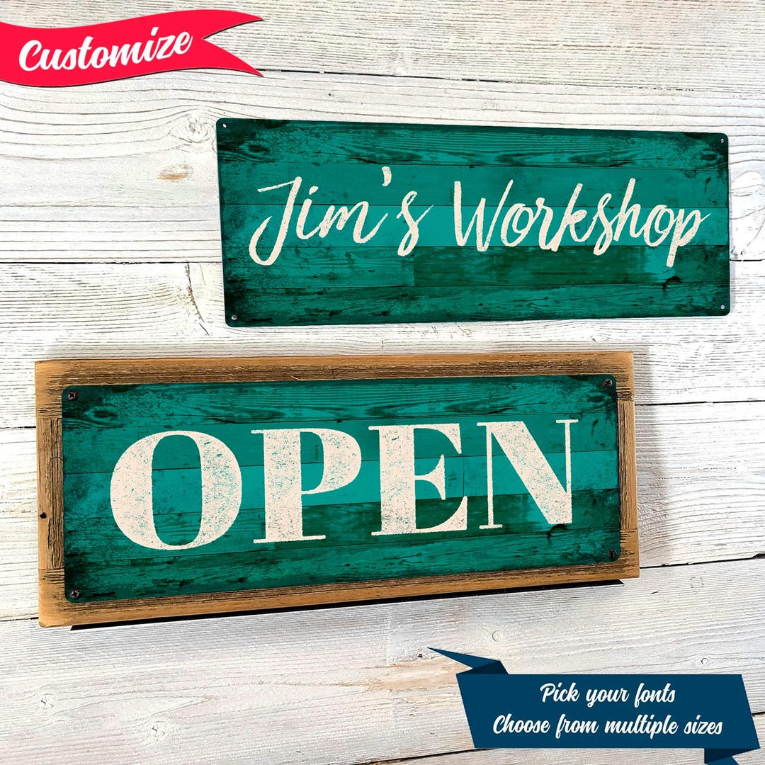 CUSTOM Turquoise Blue Rustic Wood Design on Metal Sign; Wall Decor for ...