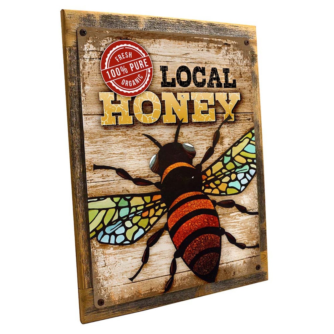 Fresh Organic Local Honey / Bee Metal Sign Wall Decor for - Etsy
