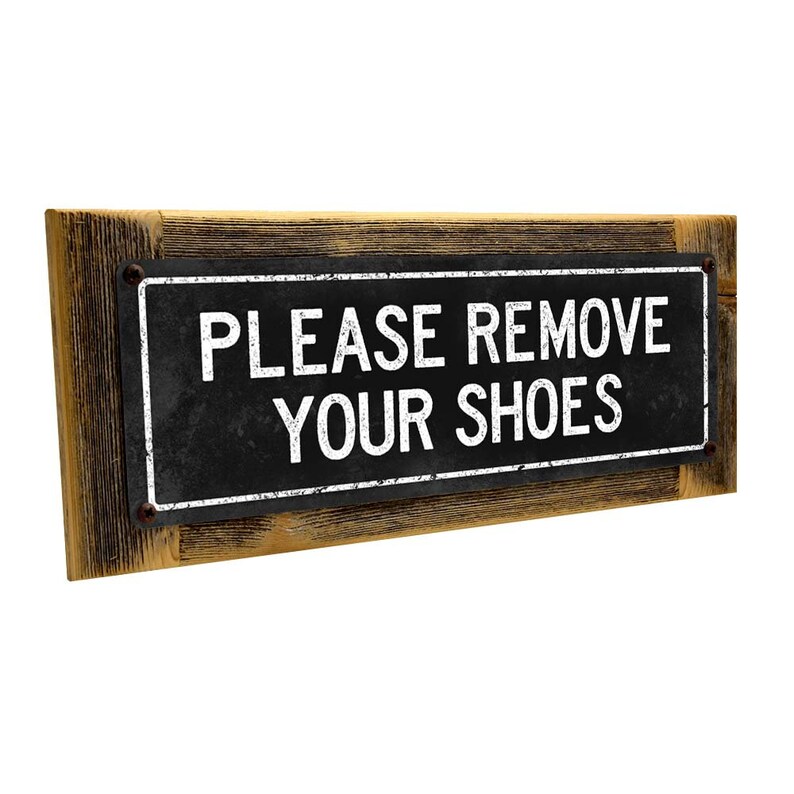 Black Please Remove Your Shoes Metal Sign; Wall Decor for Beach House ...