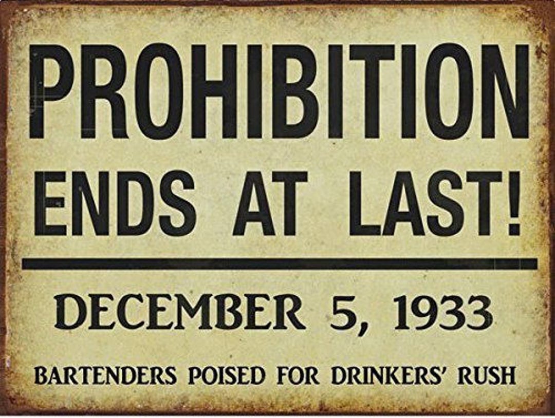 PROHIBITION ENDS Metal Sign, Vintage Style, Art Deco, Bar Décor, Pub ...