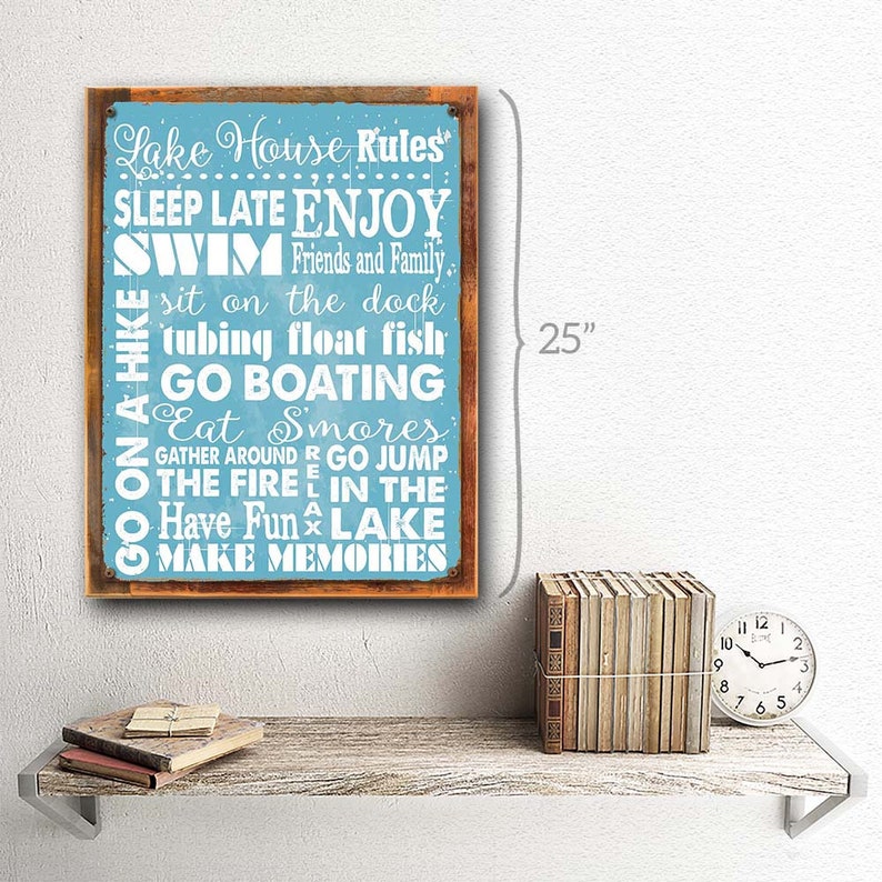 Lake House Rules Metal Sign Wall Decor for Vacation Home - Etsy