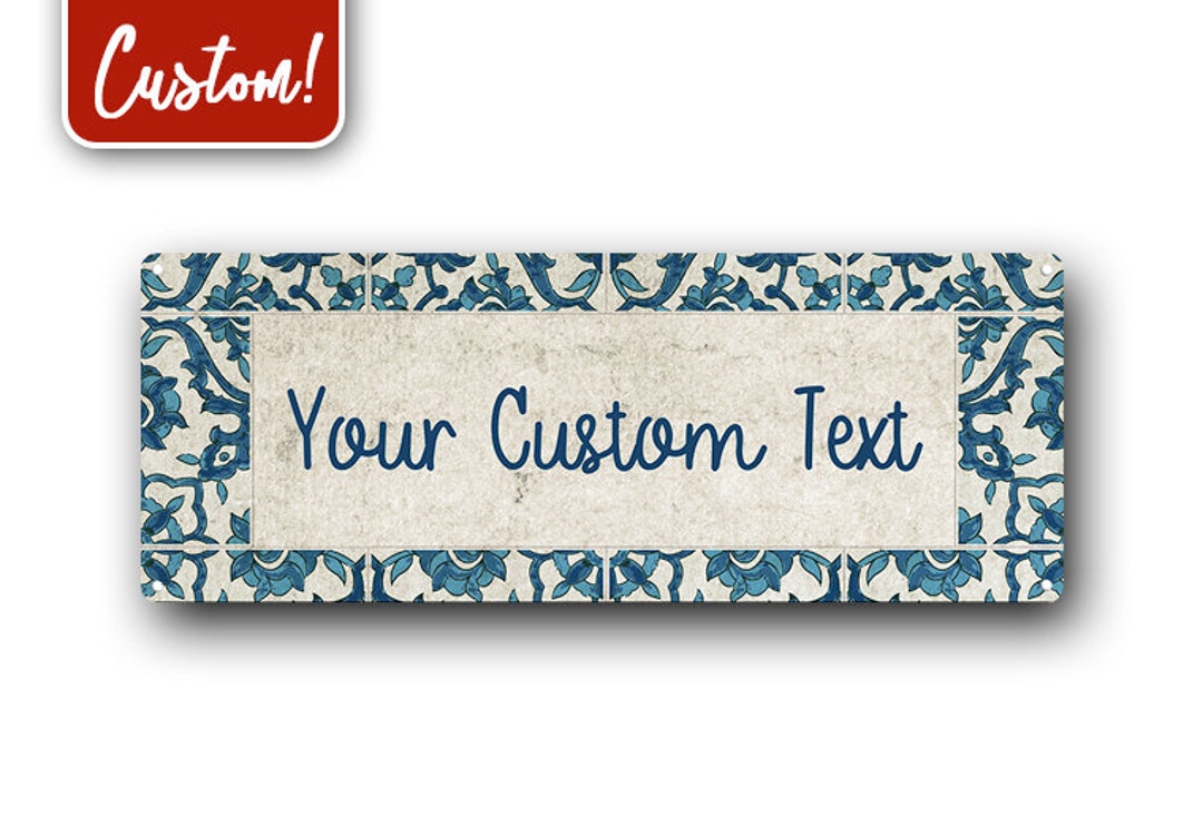 CUSTOM Blue Spanish Tiles Metal Sign Wall Decor for Home and - Etsy